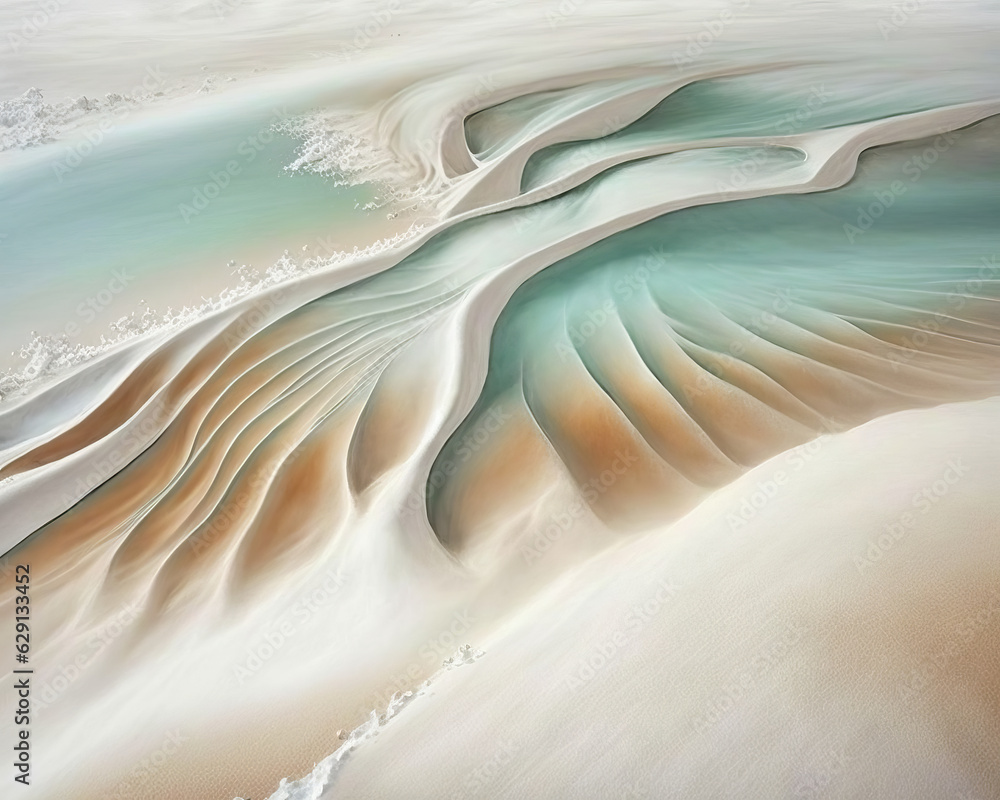 Abstract watercolor blue ocean and sand beach for textures. Fresh ...