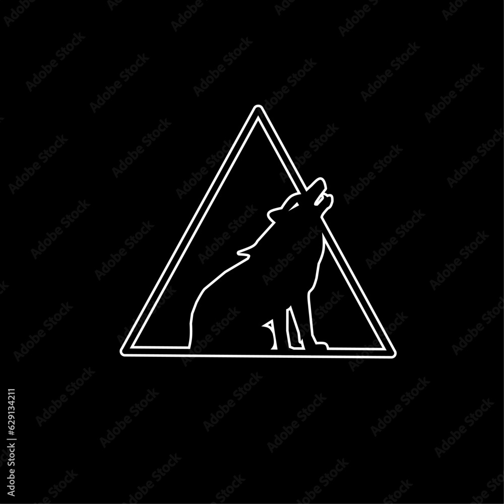 The wolves in triangle, vector illustration silhouette style, over ...