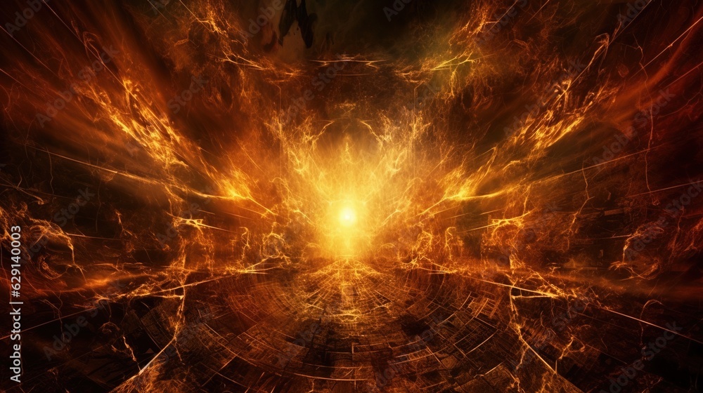 Religious concept of fiery hell. Flaming background of demonic evil. AI ...