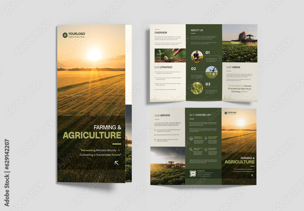 Modern Agriculture Faming Business Tri-Fold Brochure Leaflet Layout ...