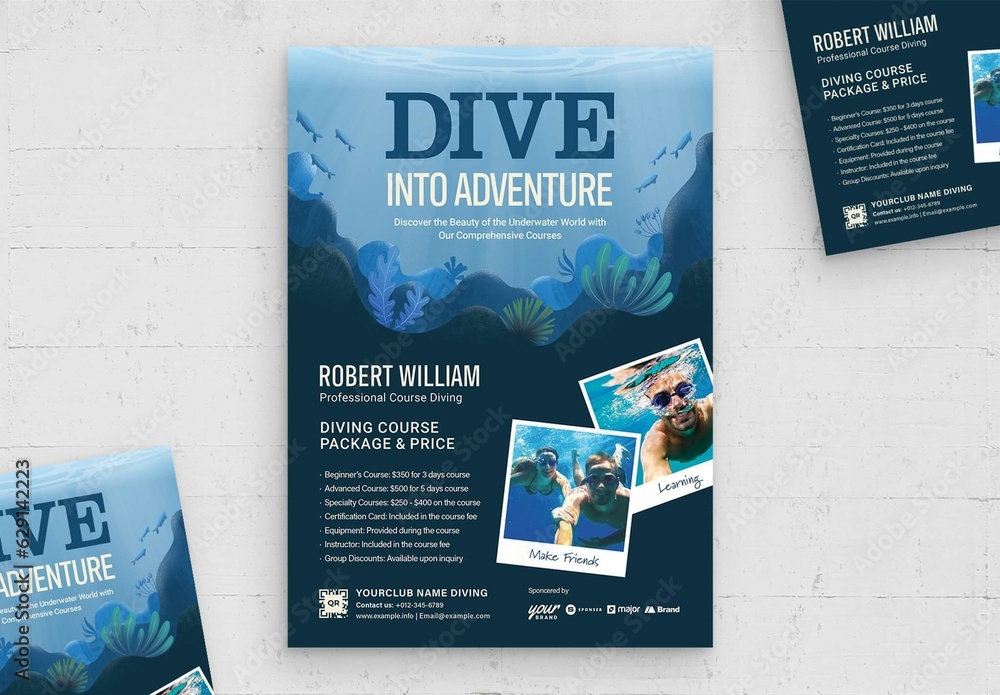 Diving Flyer Layout Stock Template | Adobe Stock