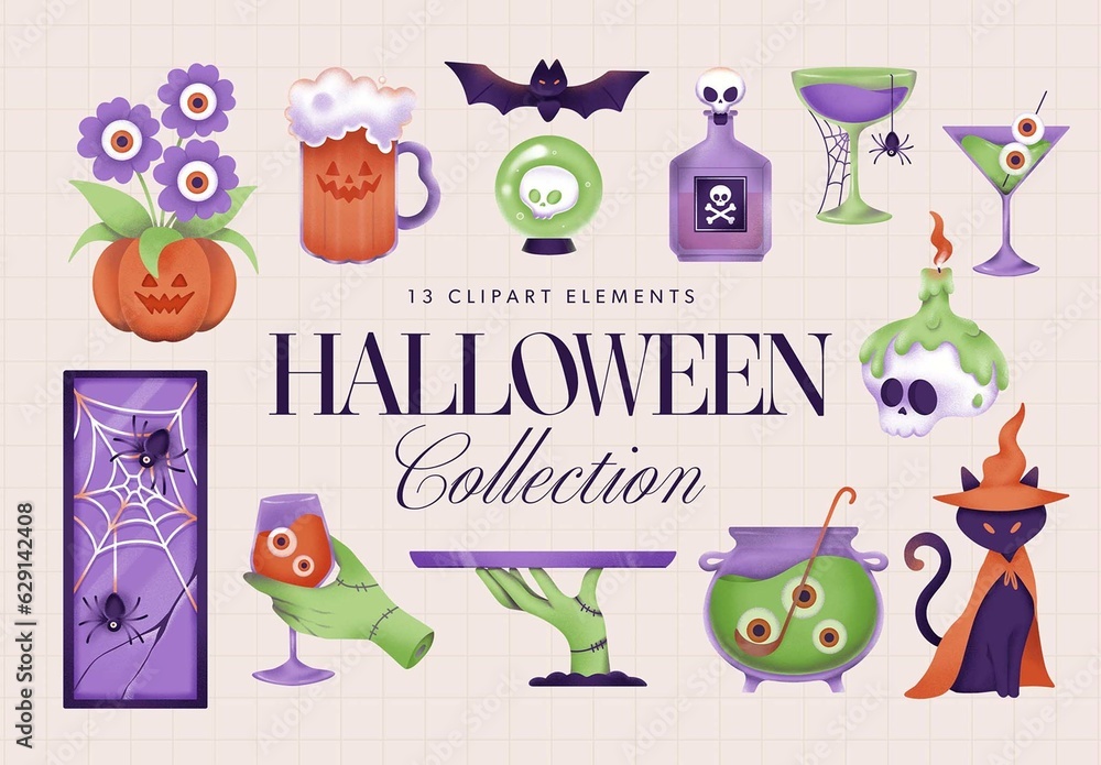 Halloween Clipart Illustration Set Stock Template | Adobe Stock