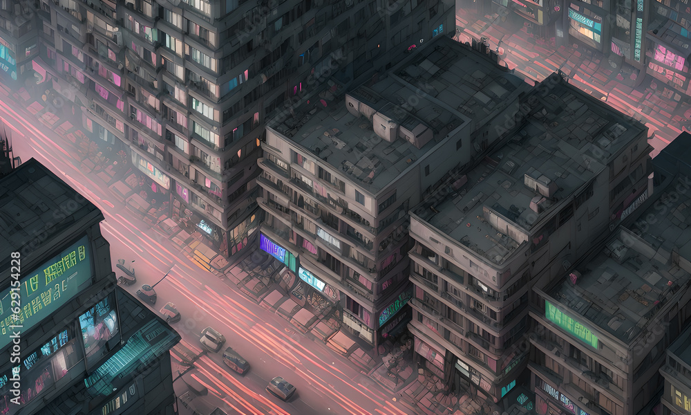Street 2d mobile game background urban environment neon city, cyberpunk ...