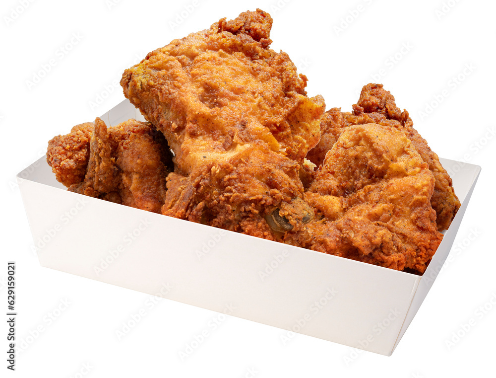 Fried chicken in paper plate, Fried chicken in paper plate isolated on ...