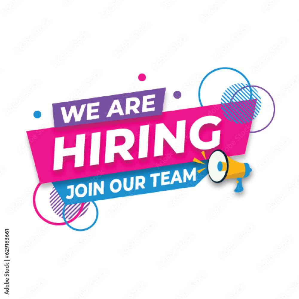 Hiring recruitment open vacancy design info label template. We are ...