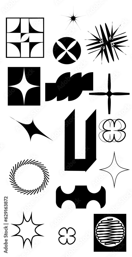 Vector graphic. Y2k, Rave, Retrofuturistic concept elements. Acid Y2K ...