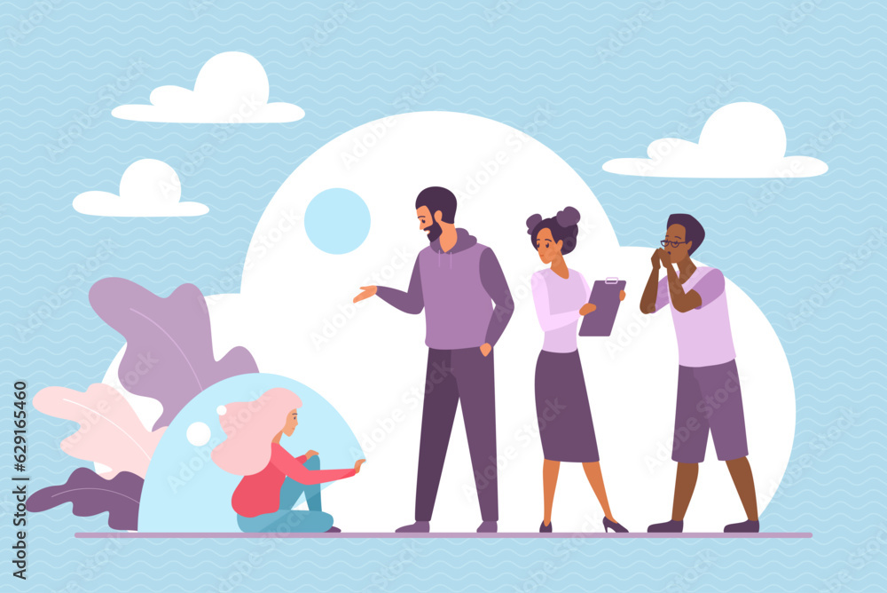 Person setting personal boundaries vector illustration. Cartoon woman ...