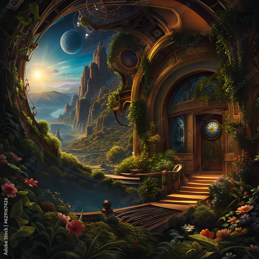 Time Concept. Original digital artwork of a distorted objects in a ...