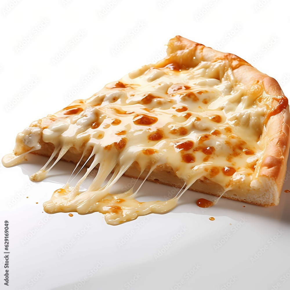 closeup of a slice of cheese pizza with dripping Melt mozzarella ...