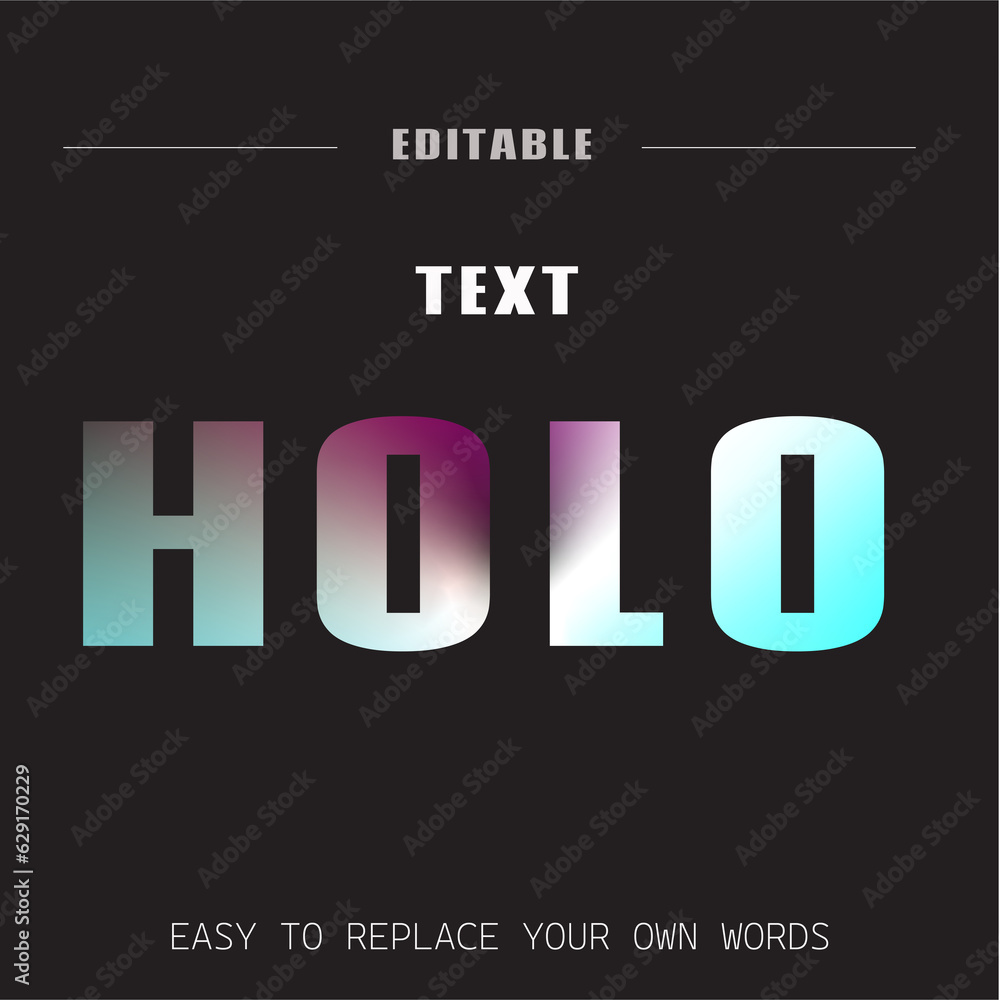 Editable holographic text effect - Holographic Font style Text effect ...