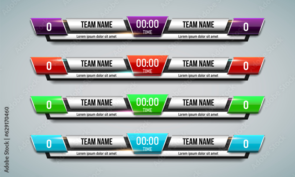 Sport scoreboard with time and result display. Vector template for your ...