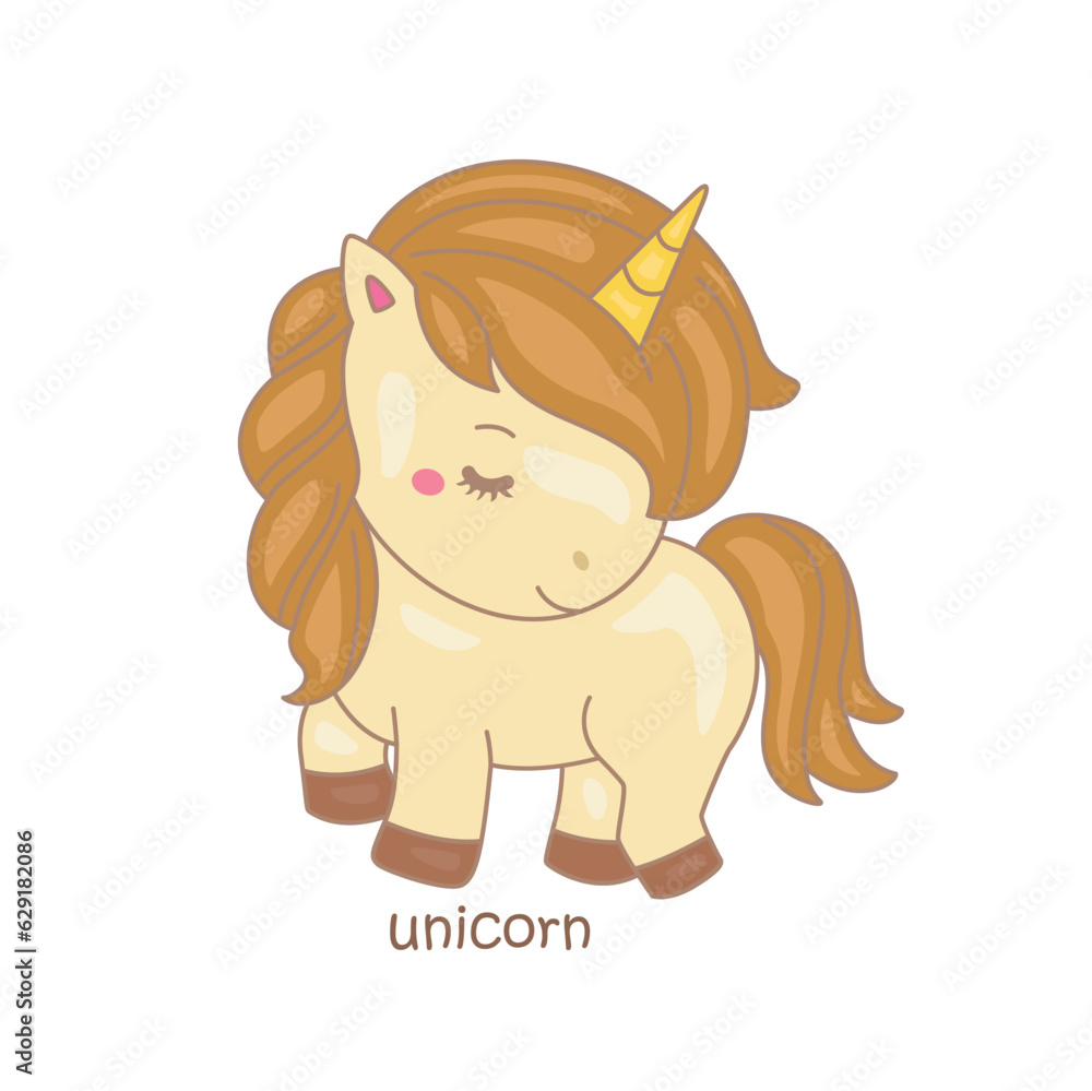Alphabet U For Unicorn Vocabulary School Cartoon Illustration Vector ...