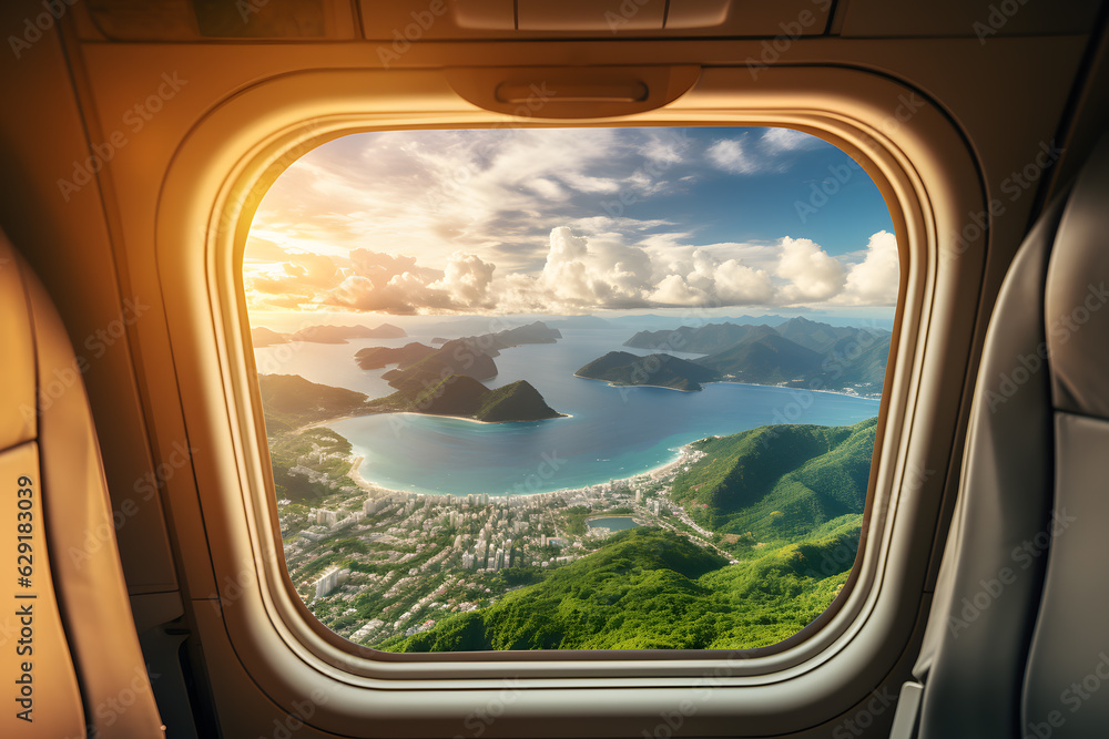 dam nature view from airplane window ai generated art Stock Photo ...