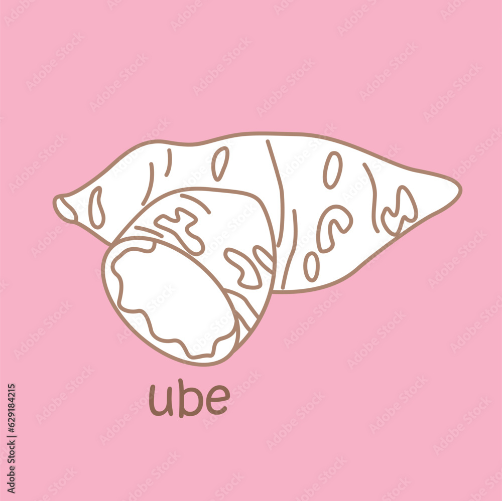 Vetor de Alphabet U For Ube Vocabulary School Cartoon Digital Stamp ...