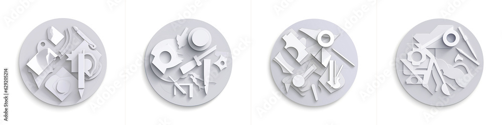 Vector images with minimalistic icons Modern and elegant design White ...
