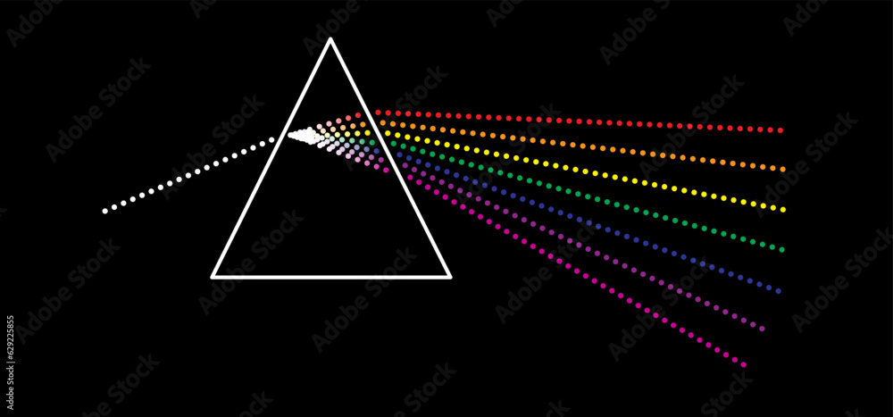 Prism icon. Refraction of light. light passing through a triangle ...