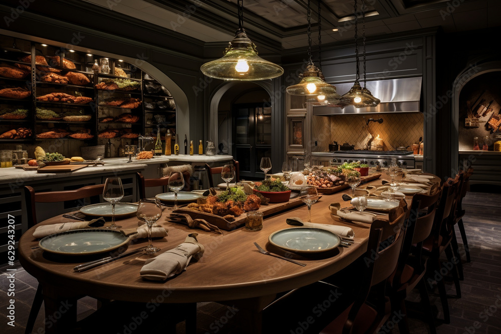 "Design an interactive chef's table experience in the kitchen, allowing ...