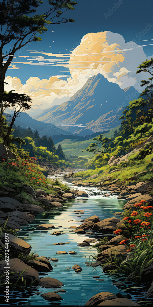 Background ai, tropical jungle landscape, dense green misty fantasy ...