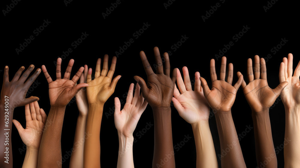 Hands and fingers of people forming the concept of multiculturalism ...