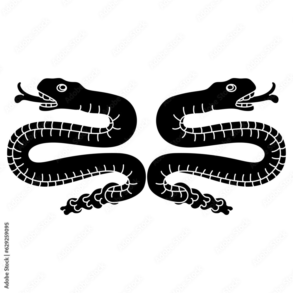 Symmetrical animal design with two wriggling rattle snakes from Aztec ...