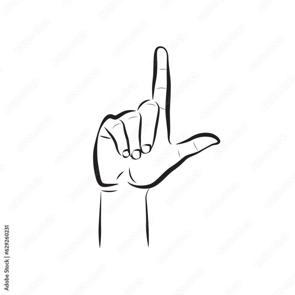 Hand gesture showing letter L. Loser hand gesture vector isolated on ...