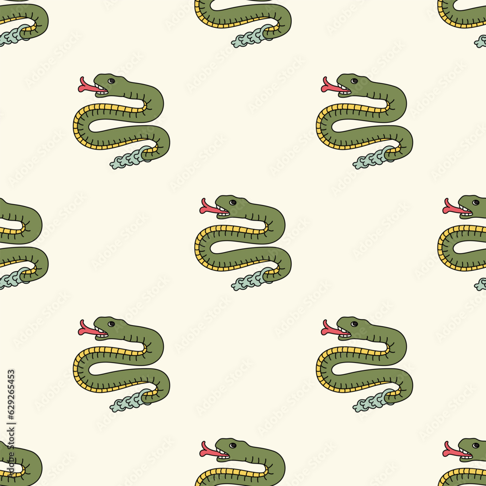Seamless ethnic animal pattern with stylized rattle snakes from Aztec ...