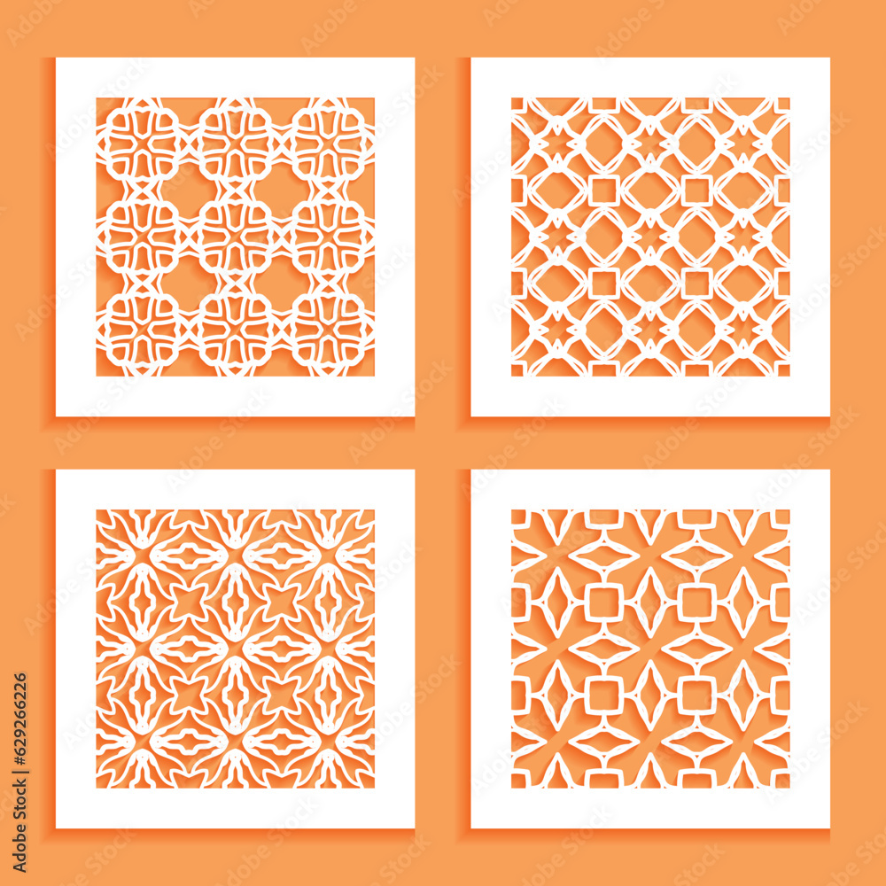 Templates for laser cutting, plotter cutting, printing. Square line ...