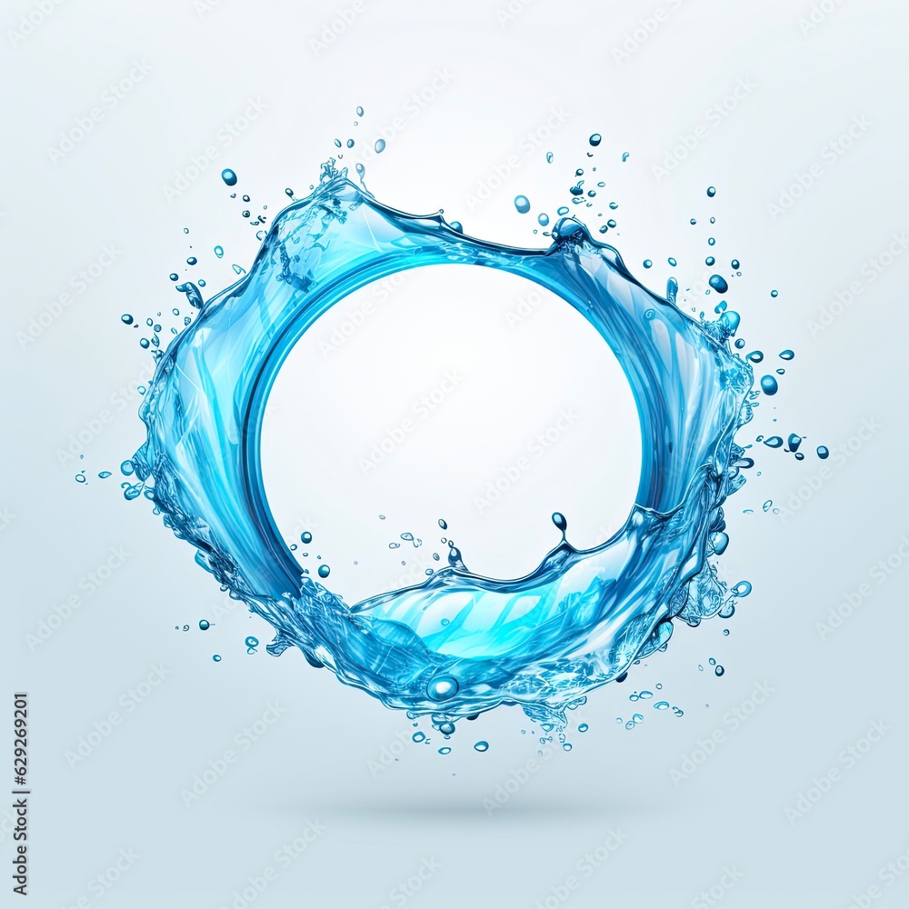 Liquid Splash. Realistic 3D Water Element in Round Frame Shape ...