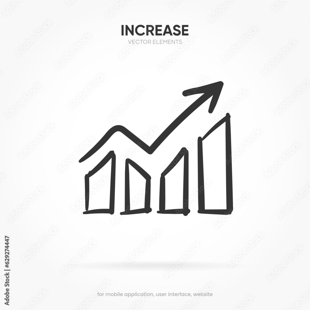 Financial analysis stats icon. Growing graph. Business chart. Growths ...