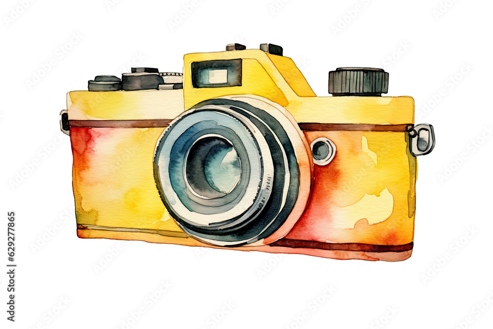 watercolor clipart camera vintage retro film clip art AI art Midjourney ...