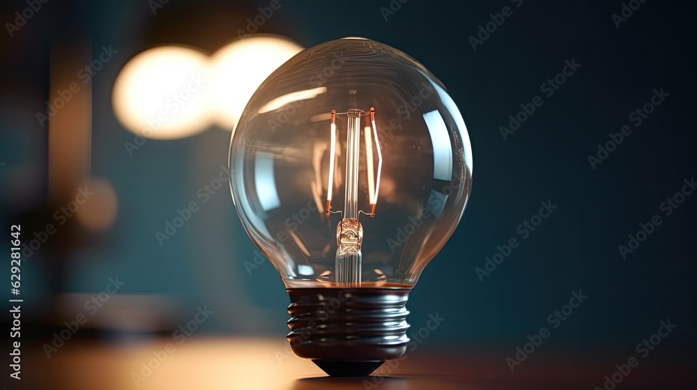concept graphic of a bright lightbulb with a dark background ...