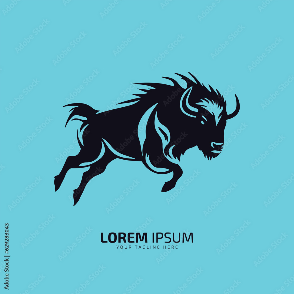 bull logo icon silhouette bison, ox logo symbol style bull vector ...