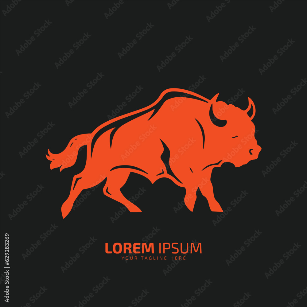 bull logo icon silhouette bison, ox logo symbol style bull vector ...