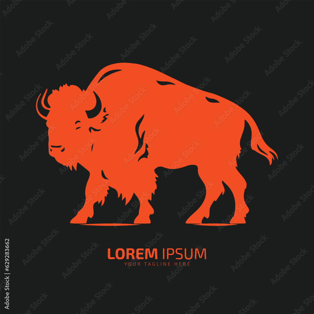 bull logo icon silhouette bison, ox logo symbol style bull vector ...