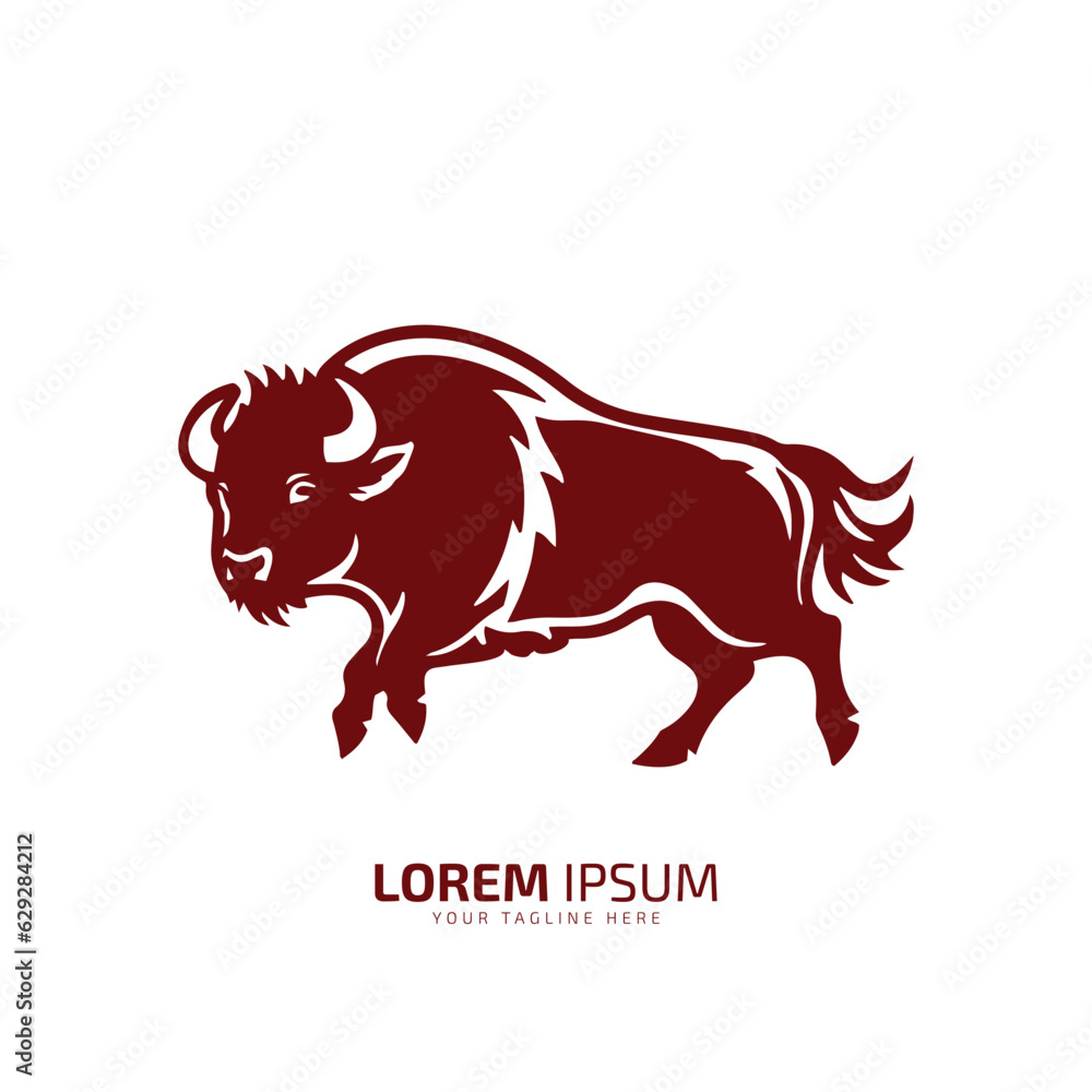 bull logo icon silhouette bison, ox logo symbol style bull vector ...