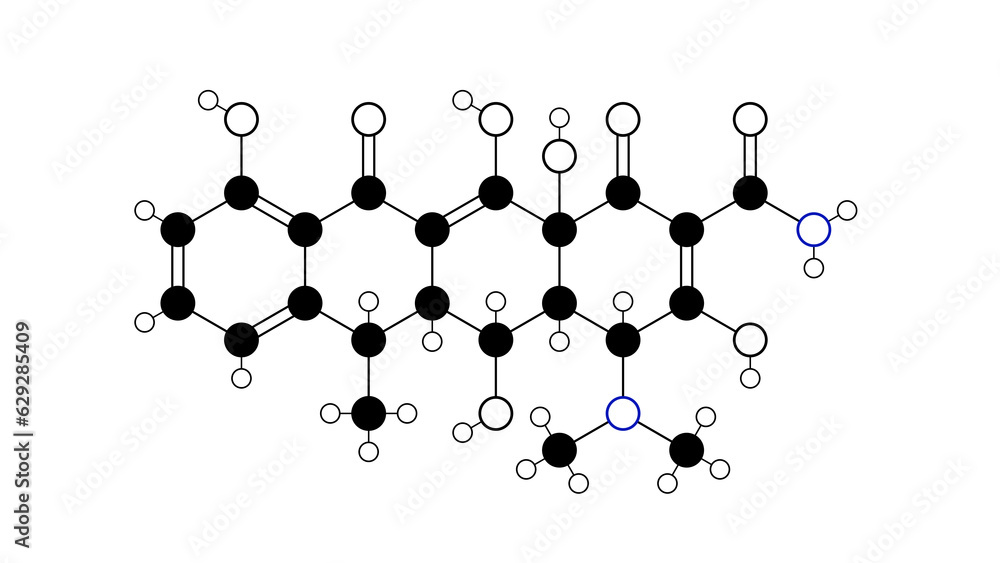 ภาพประกอบสต็อก Doxycycline Molecule Structural Chemical Formula Ball