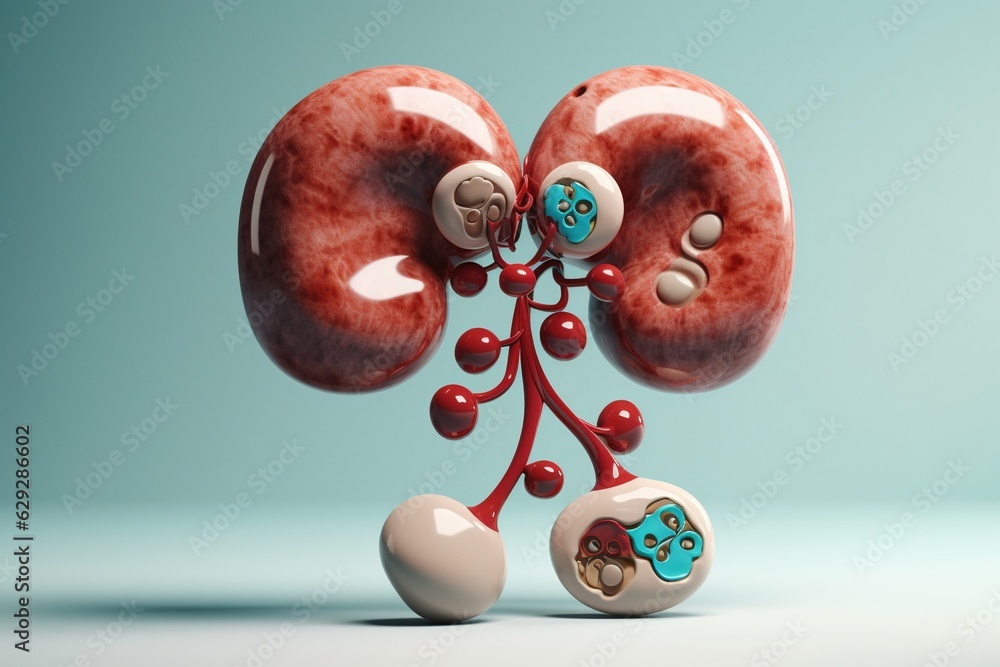 Kidneys. Cute cartoon healthy human anatomy internal organ character ...