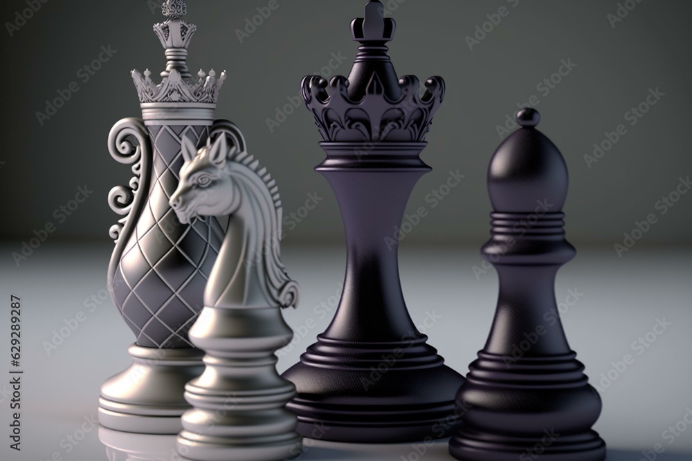 Chess pieces in Greek and stoic style captured in natural light on a ...