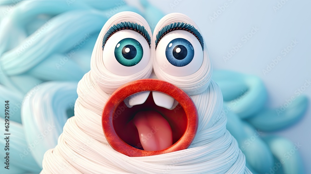 OMG surprise reaction. Emotions concept. Monster made of threads. Funny ...