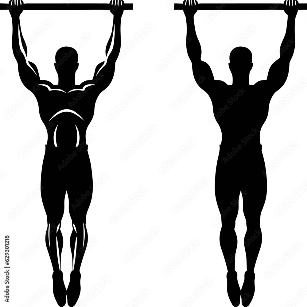 Silhouette of person doing pull up calisthenics exercise logo vector ...