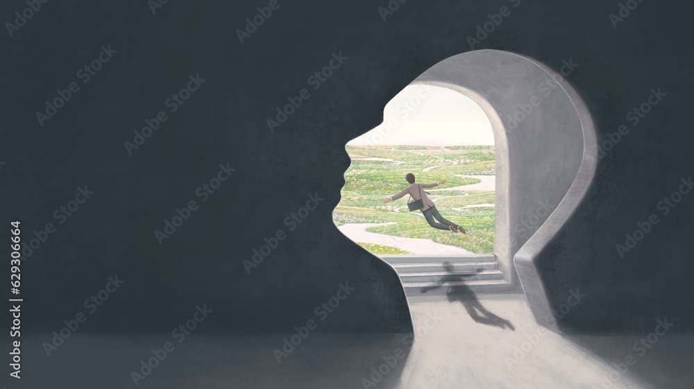 Mental health, Conceptual artwork. Concept art of mild, brain ...