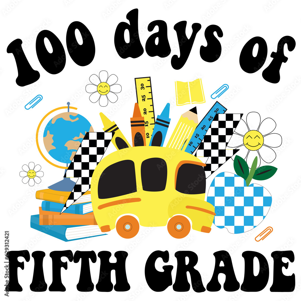 retro vintage 100 days of school, pre school, pre-k, first grade ...