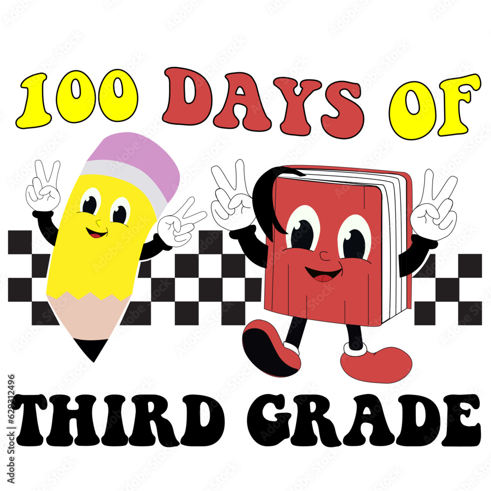 retro vintage 100 days of school, pre school, pre-k, first grade ...