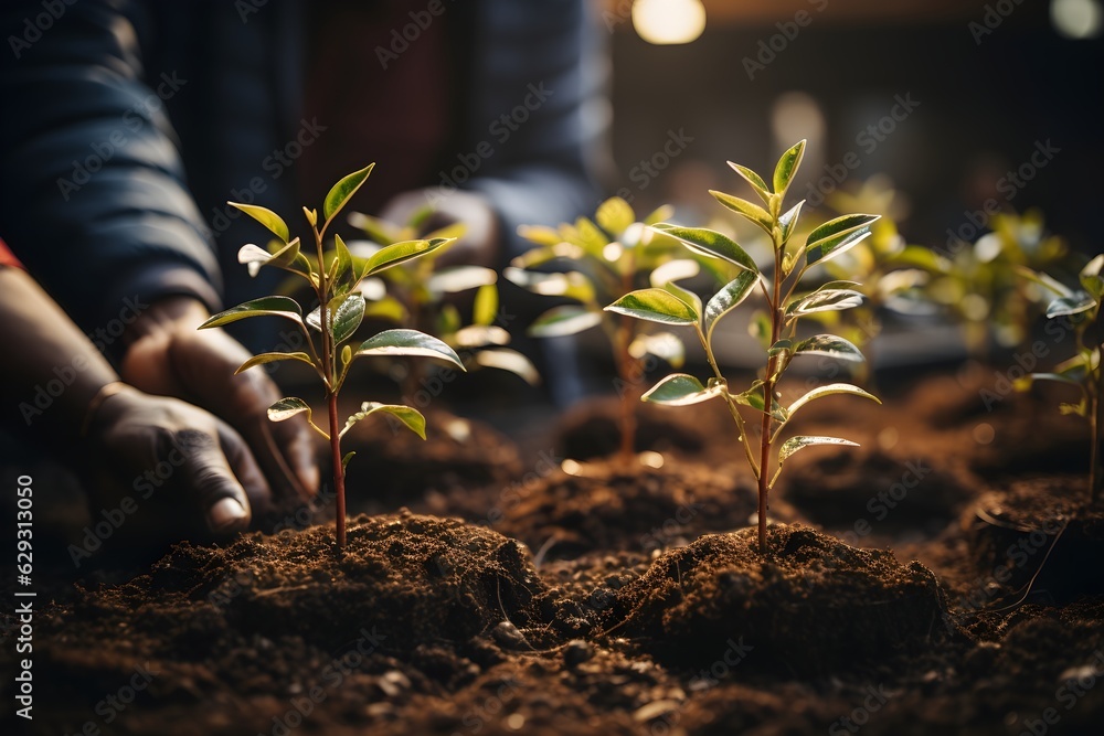 Person planting a plant Stock Photo | Adobe Stock