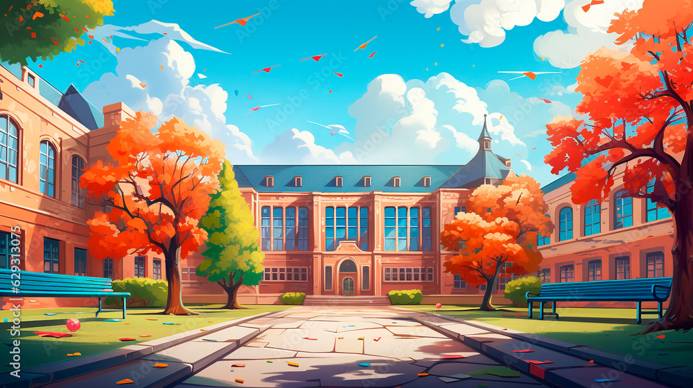 School background. Back to school. The theme of autumn and the ...