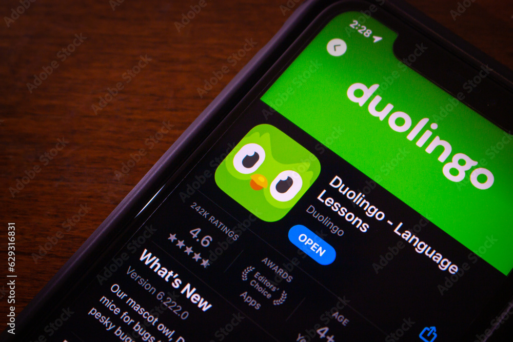 Vancouver, CANADA - Jul 20 2023 : Duolingo app seen in App Store on ...
