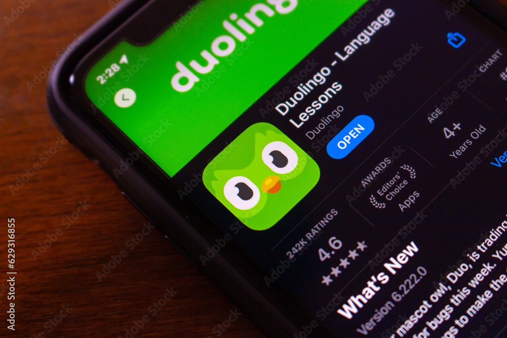 Vancouver, CANADA - Jul 20 2023 : Duolingo app seen in App Store on ...