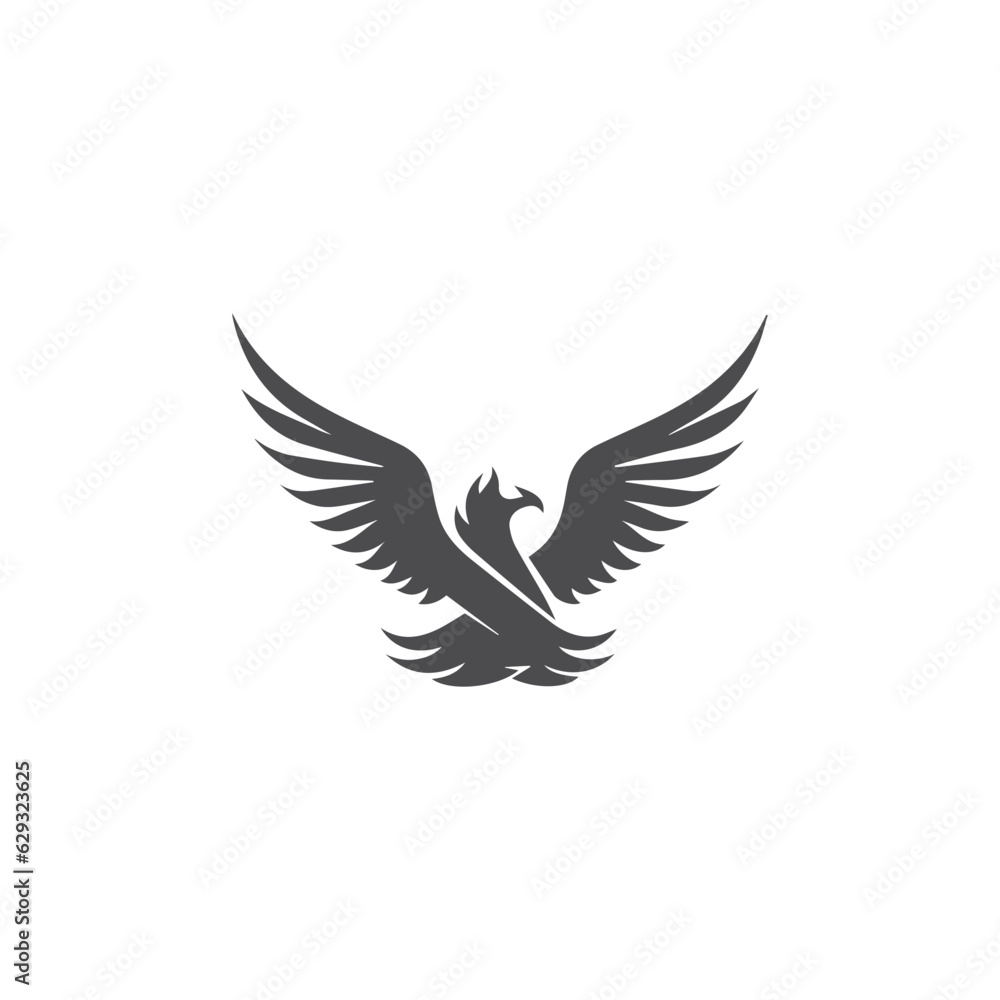Powerful Phoenix Bird Symbolic Logomark, Bird with open wings, Modern ...