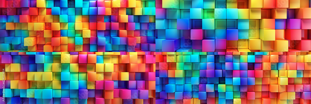 colorful cubes, web headers banners. 10:3ratio, Meticulously arranged ...