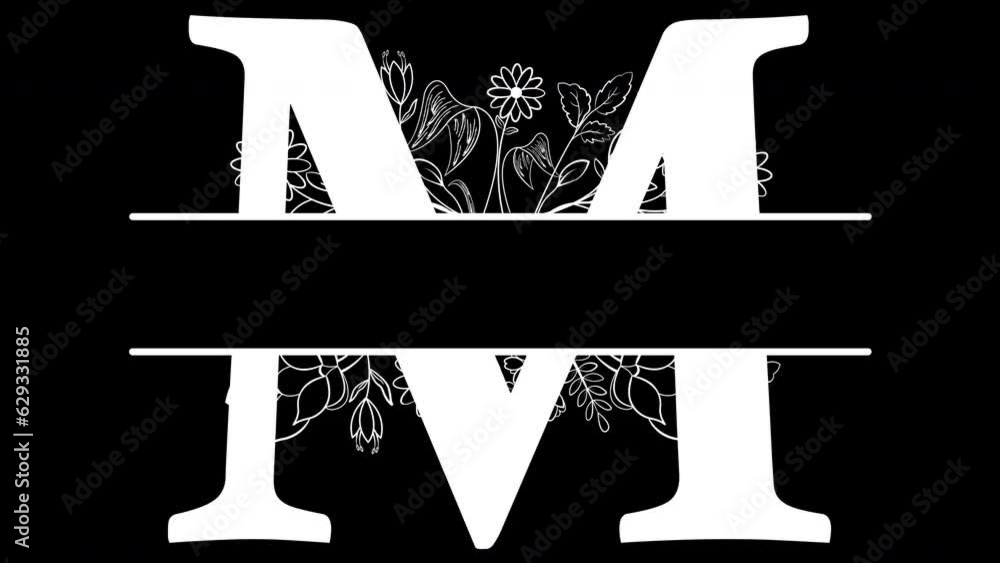 Letter M Floral Monogram Animated, with ALPHA Channel (Transparent ...